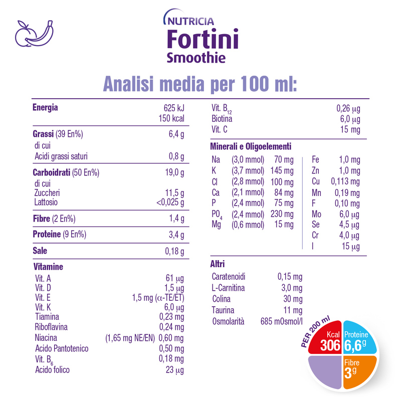 FORTINI SMOOTHIE MF Frutti Gialli 4x200ml | Direct Nutricia