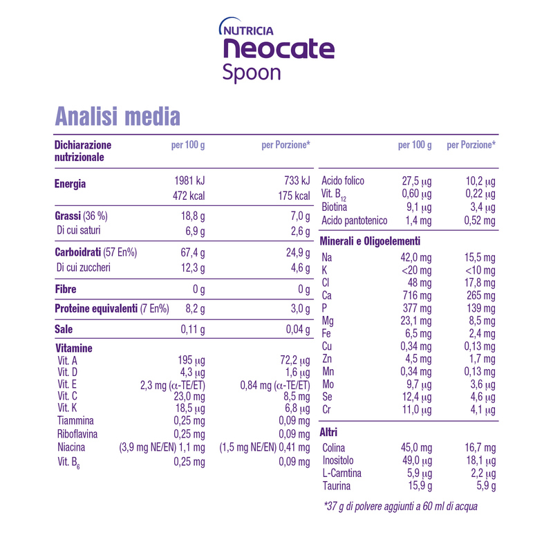 NEOCATE SPOON pappa fini medici speciali 400g|DirectNutricia