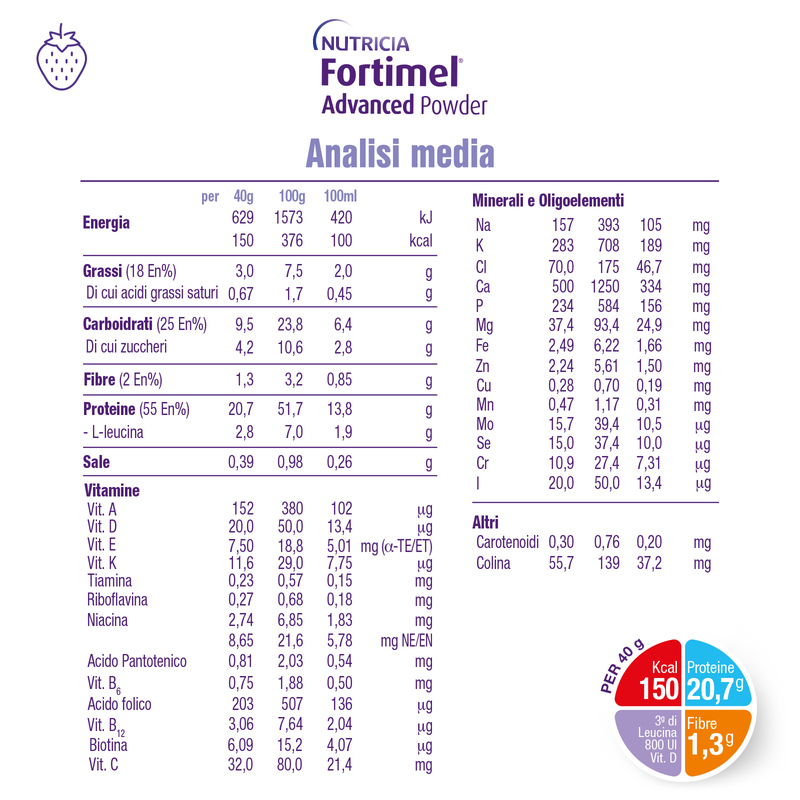 FORTIMEL ADVANCED POWDER Fragola 4x280g | Direct Nutricia 4 Barattoli ...