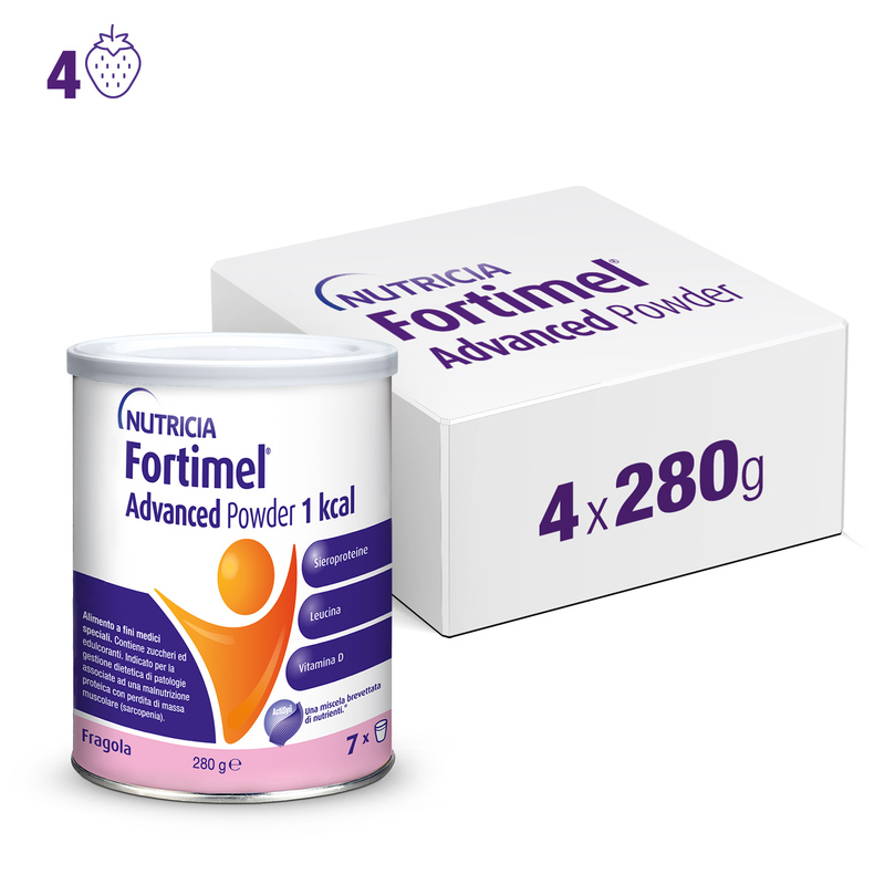 FORTIMEL ADVANCED POWDER Fragola 4x280g | Direct Nutricia 4 Barattoli ...